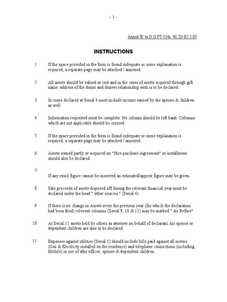Govt. Asset Declaration Guide | PDF | Deposit Account | Banks