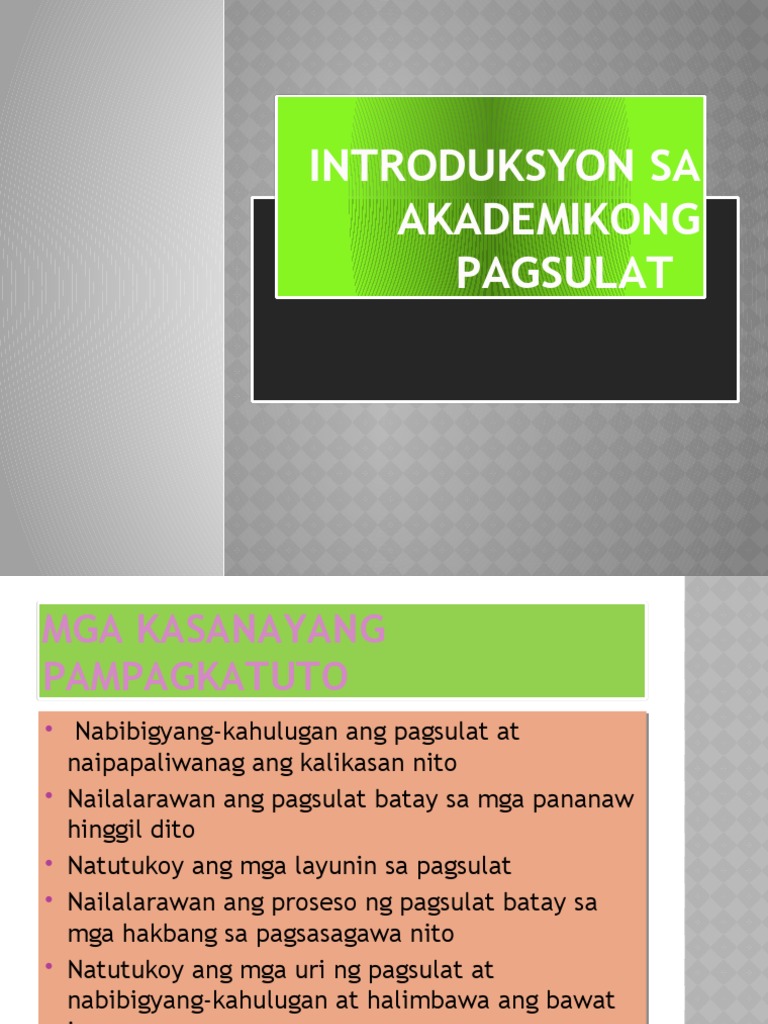 Introduksyon Sa Akademikong Pagsulat | PDF