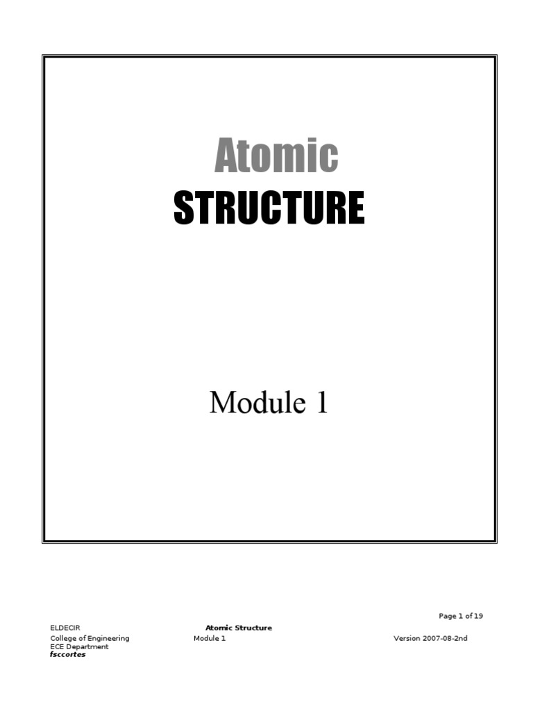 Module 1 - Atomic Structure | PDF | Atoms | Atomic Nucleus