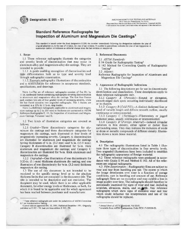 Astm e 505 Cast Defects PDF | PDF