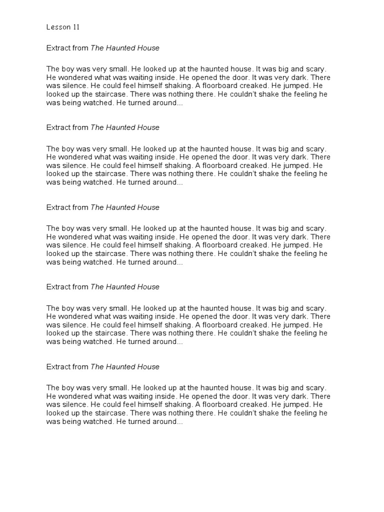 Lesson 11 - Haunted House Extract | PDF | Mystery, Thriller & Crime ...