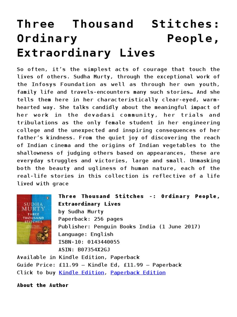 Three Thousand Stitches: Ordinary People, Extraordinary Lives | PDF