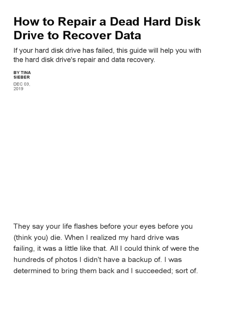 Recovering Lost Photos from a Failed Hard Drive: A Guide to Data ...