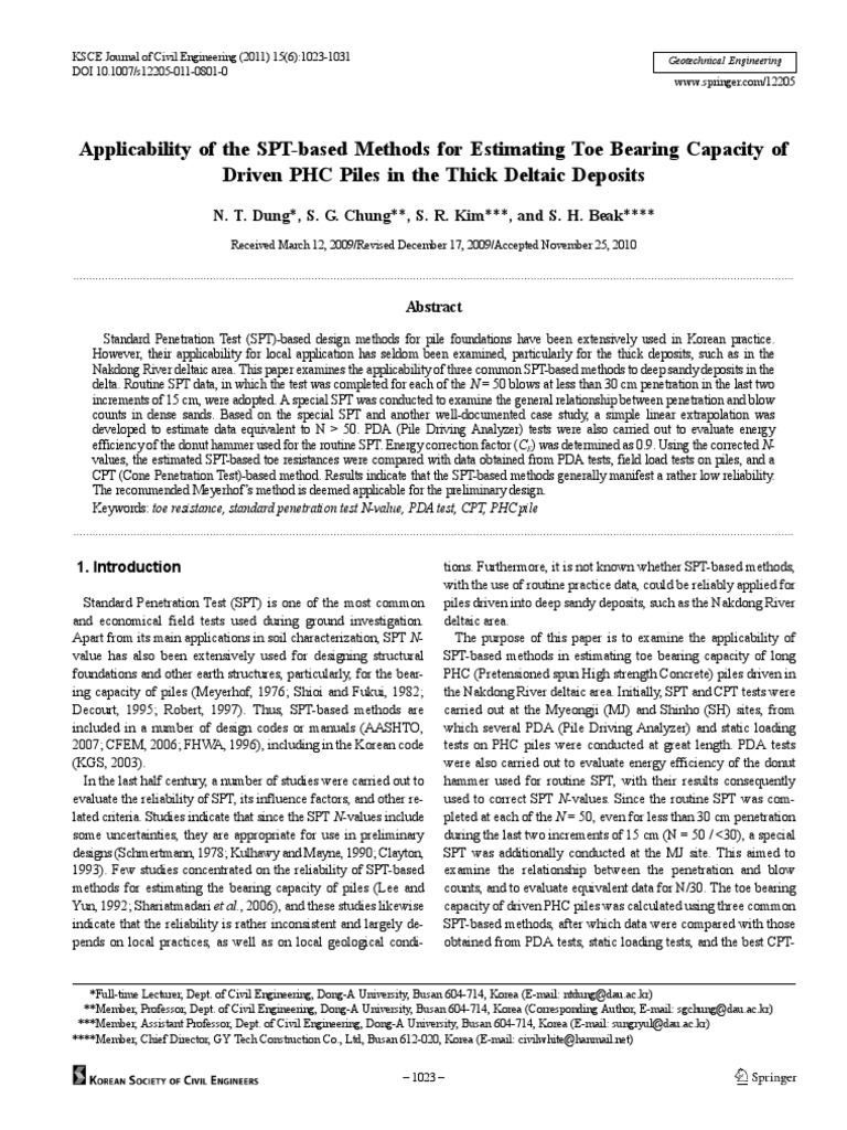 Applicability of The SPT-based Methods For Estimating Toe Bearing ...