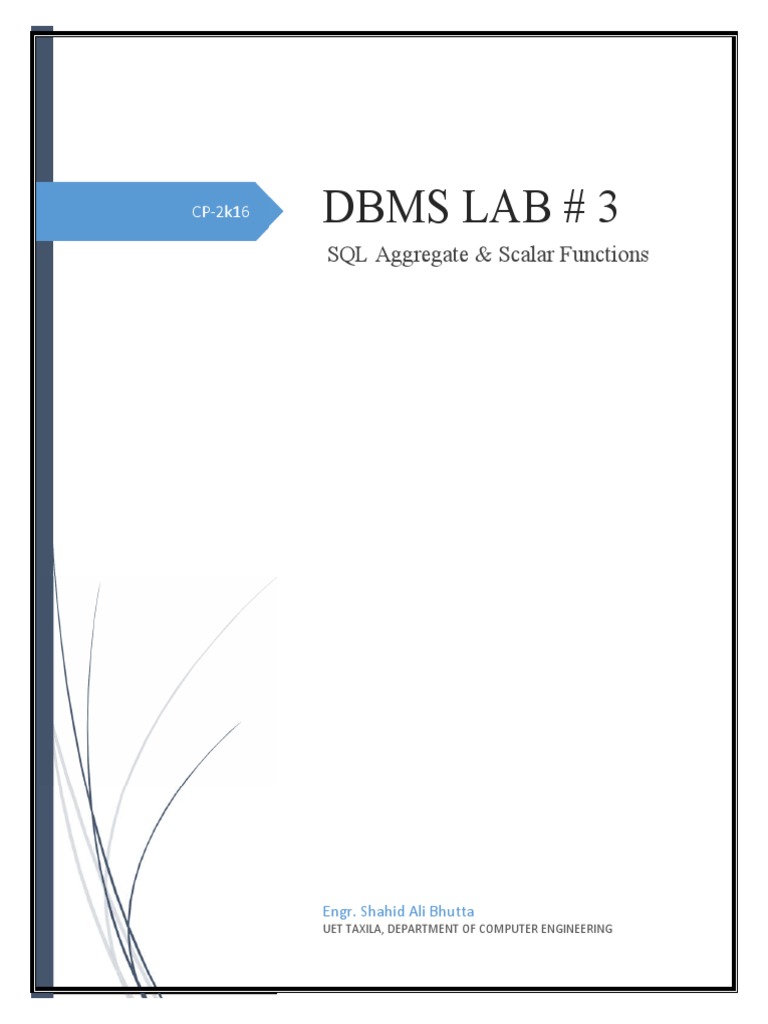 Dbms Lab # 3: SQL Aggregate & Scalar Functions | PDF | Table (Database ...