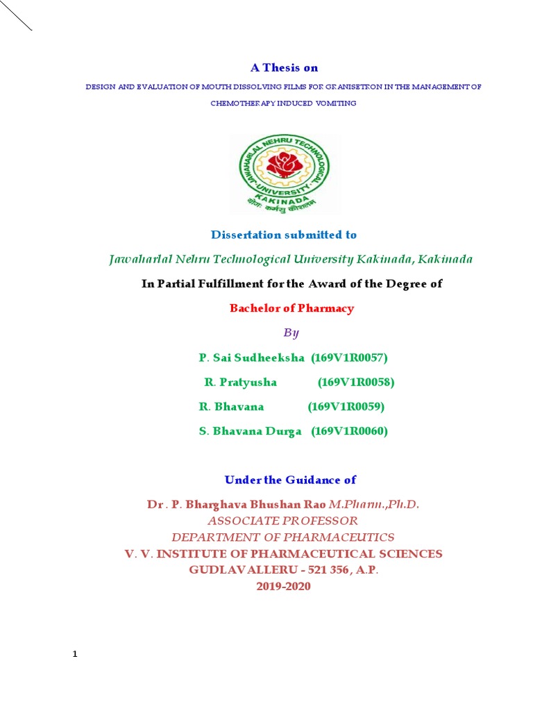 Project Thesis | PDF | Pharmaceutical Formulation | Extrusion