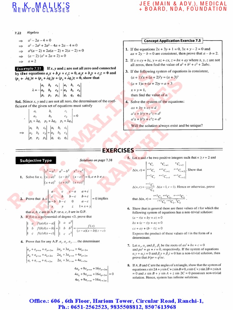 Determinants - Exercises | PDF