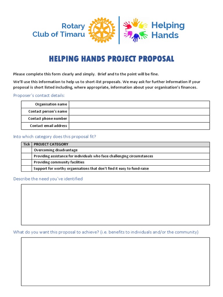ROTARY HELPING HAND Project APPLICATION FORM - 22 November 2019 | PDF