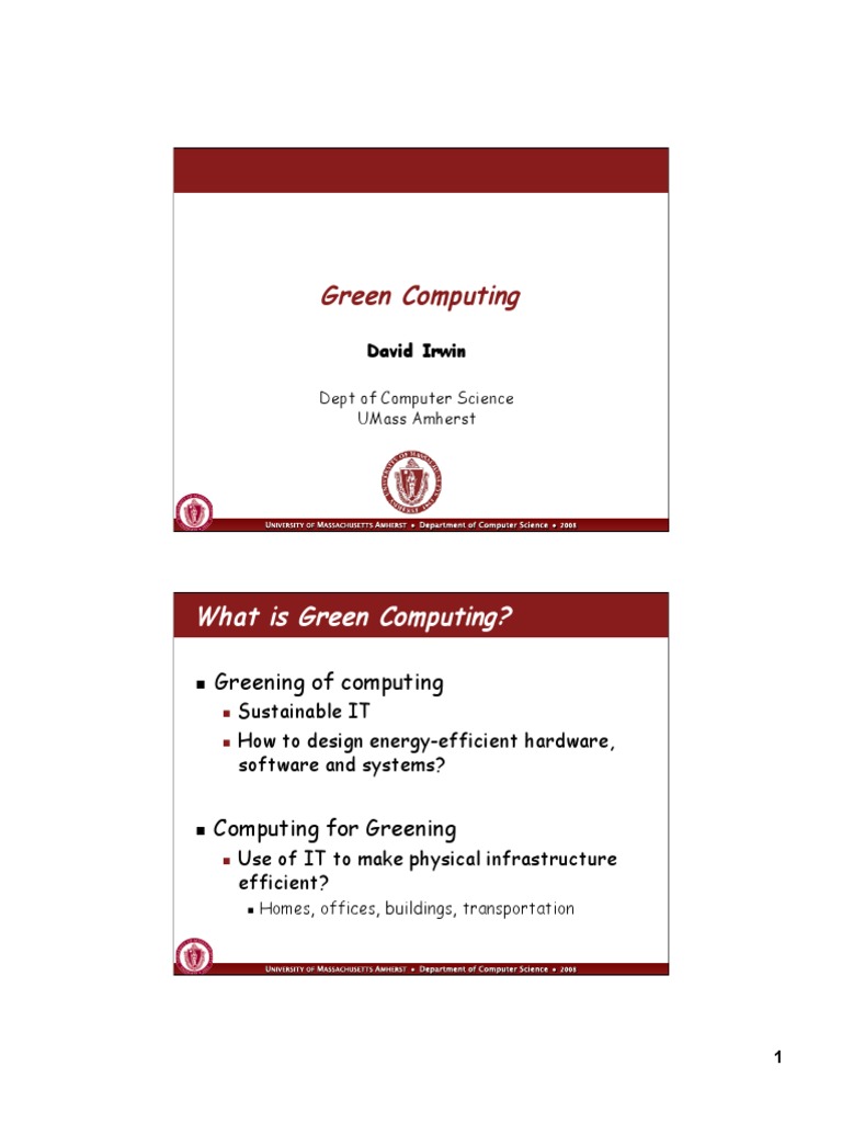 What Is Green Computing? | PDF | Data Center | Efficient Energy Use
