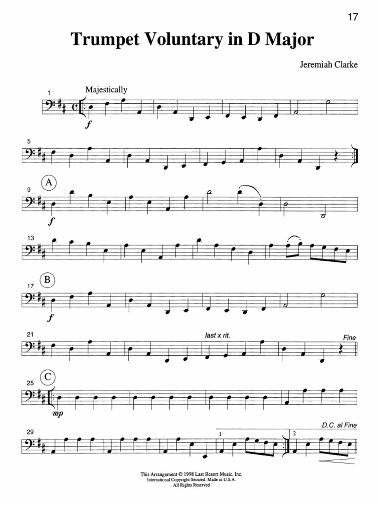 (String Quartet) Jeremiah Clarke Trumpet Voluntary - Cello PDF | PDF