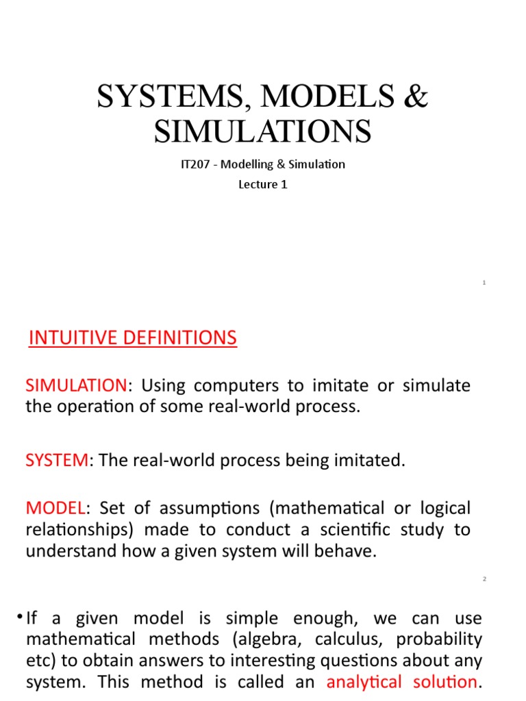1 - Systems, Models & Simulations | PDF | Simulation | System