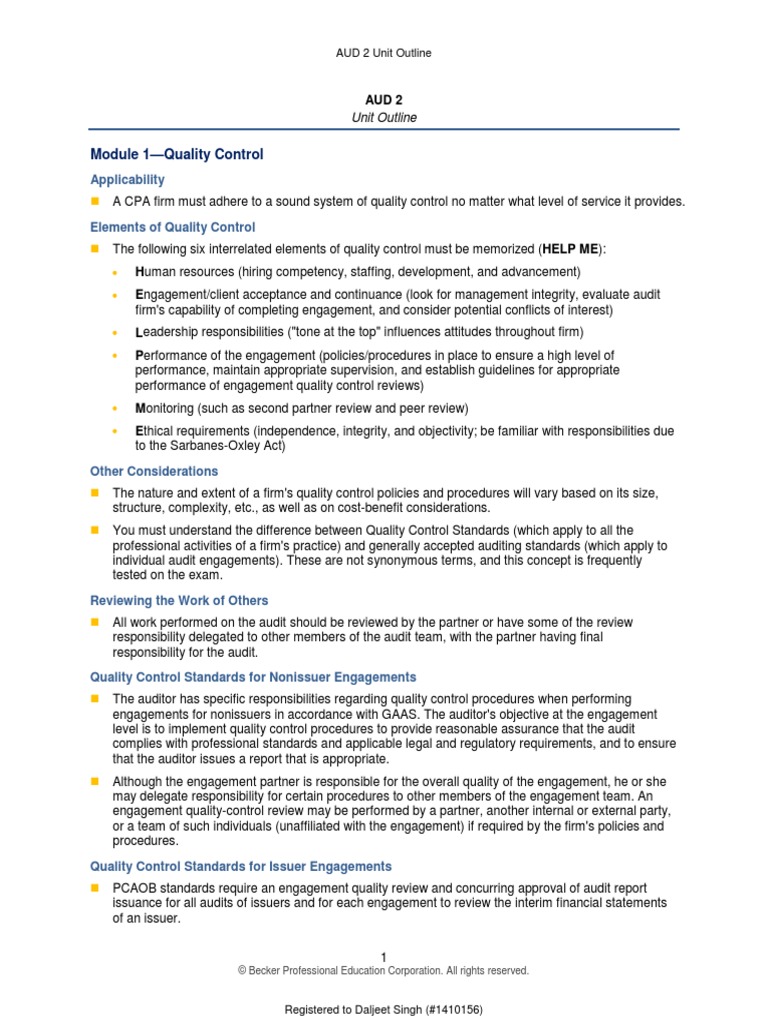 Module 1-Quality Control: Applicability | PDF | Internal Control | Audit