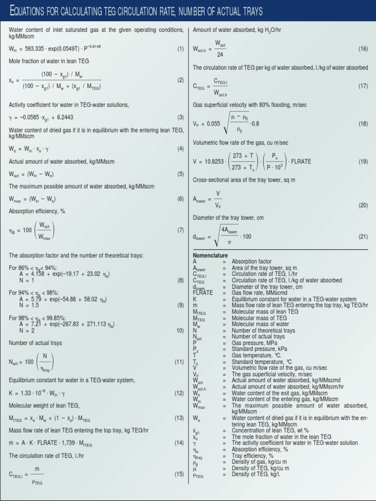 Calculating TEG Rate | PDF | Gases | Density