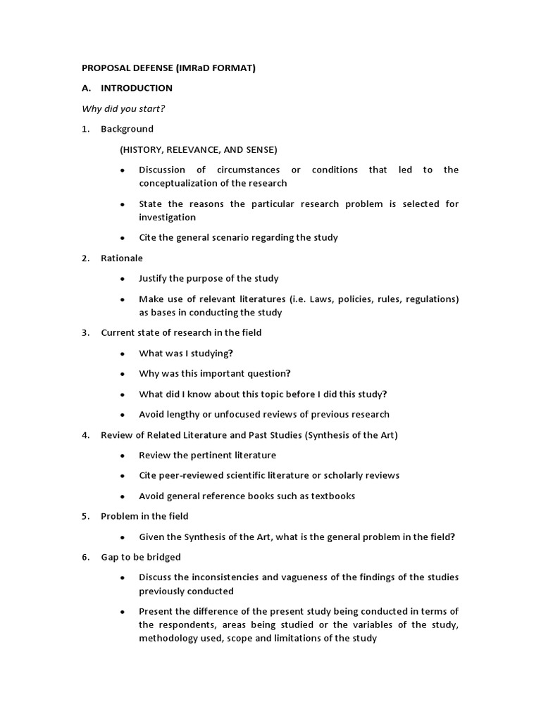 Proposal Defense Handout - IMRAD Format | PDF | Statistics | Sampling ...