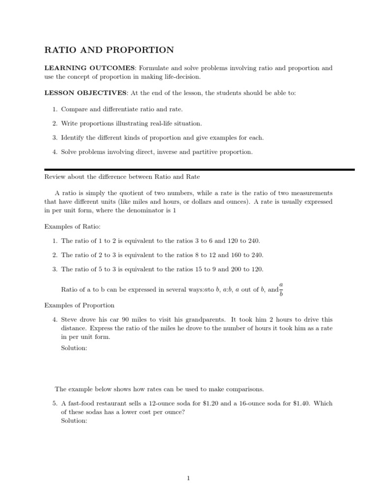 Understanding Ratio and Proportion | PDF | Ratio | Fraction (Mathematics)