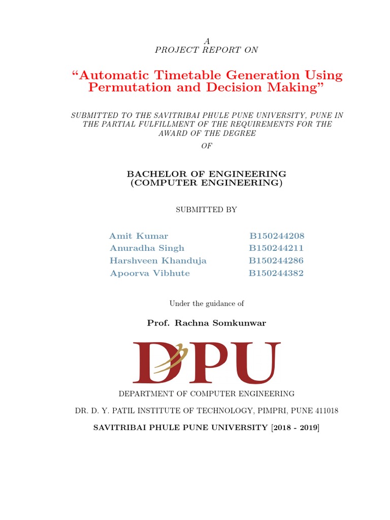 Automatic Timetable Generation Project | PDF | Computing | Computing ...