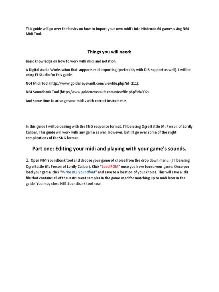 Things You Will Need:: Part One: Editing Your Midi and Playing With Your Game's Sounds | PDF ...