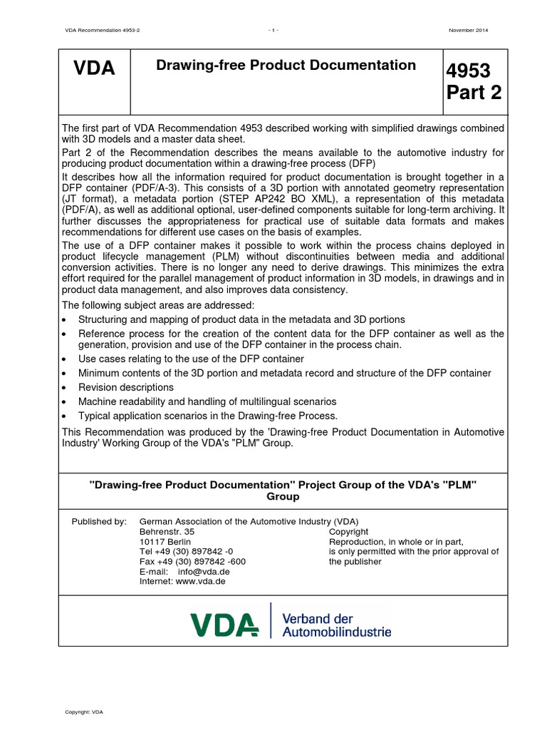 "Drawing-Free Product Documentation" Project Group of The VDA's "PLM ...