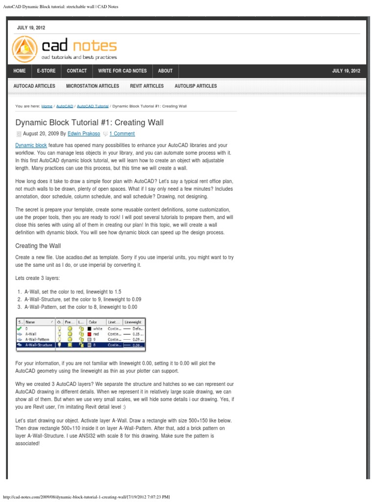 AutoCAD Dynamic Block Tutorial - Stretchable Wall - CAD Notes PDF | PDF ...