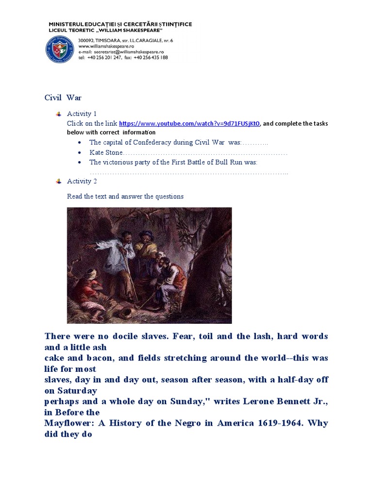 Civil War:, and Complete The Tasks Below With Correct Information | PDF ...