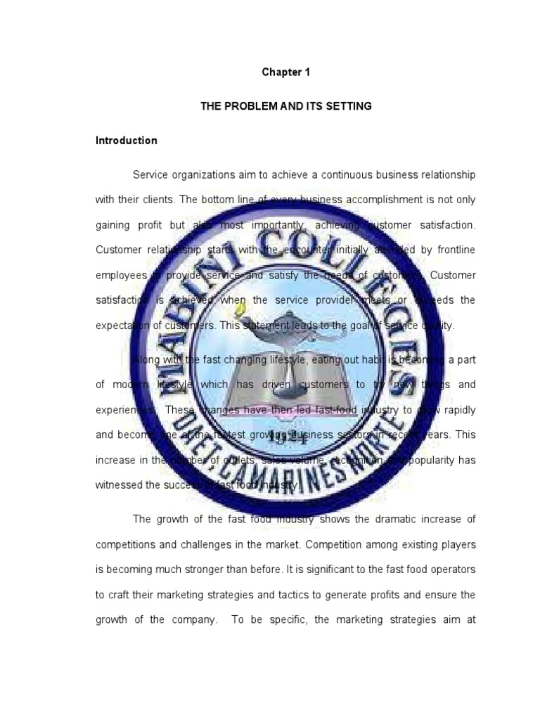 The Problem and Its Setting | PDF | Customer Satisfaction | Marketing