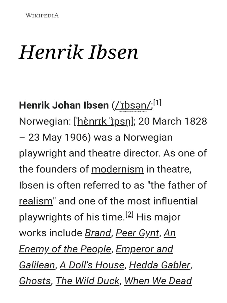 Henrik Ibsen - Wikipedia | PDF | Henrik Ibsen