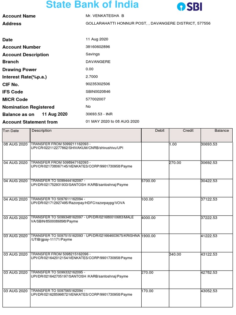 Transaction Statement | PDF | Payments | Debits And Credits