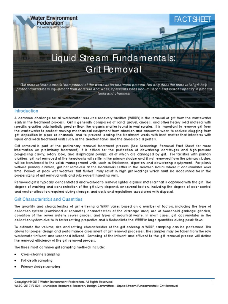 Wsec 2017 Fs 021 MRRDC LSF Grit Removal - Final | PDF | Sewage Treatment | Pump