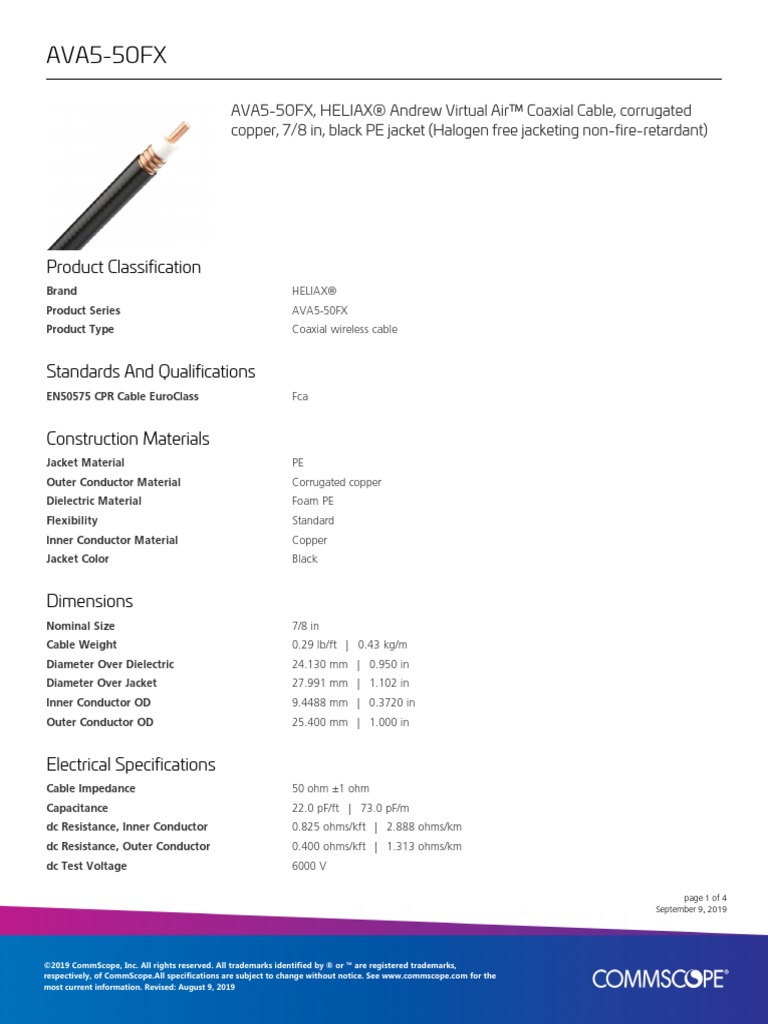 AVA5-50FX: Product Classification | PDF | Coaxial Cable | Electrical Components