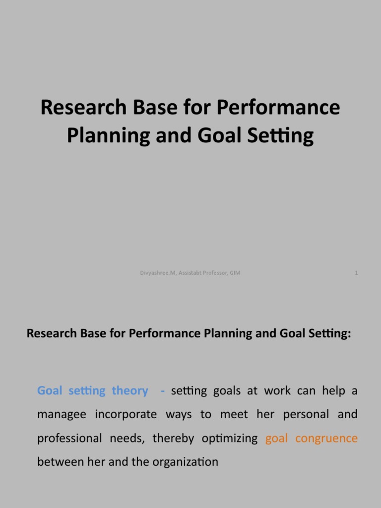 Goal Setting for Enhanced Performance | PDF | Goal Setting | Goal