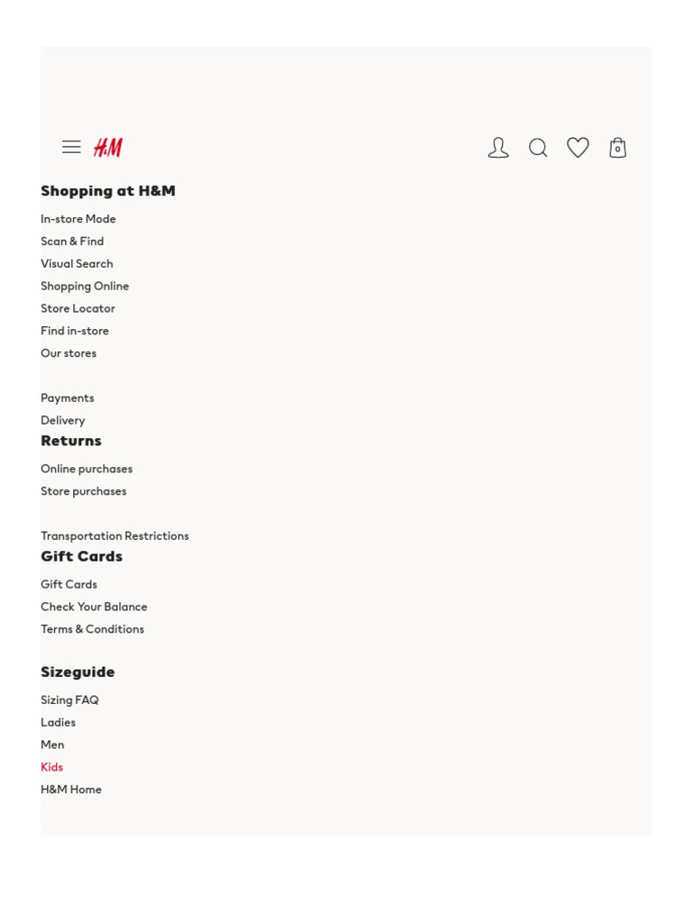 Size Guide For Baby & Kids' Clothing - Size Chart - H&M US | PDF ...