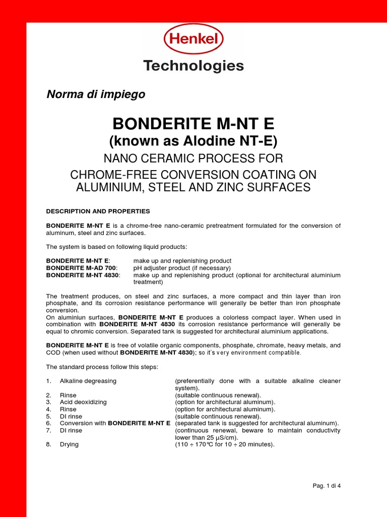 Bonderite M-NT e | PDF | Ph | Aluminium