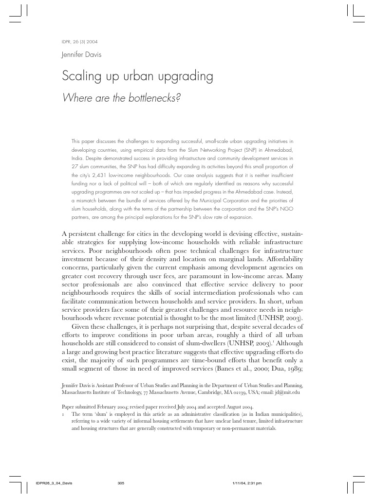 Scaling Up Urban Upgrading: Where Are The Bottlenecks? | PDF | Slum ...