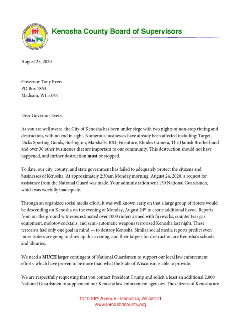 Evers National Guard Letter | PDF | National Security | The United States