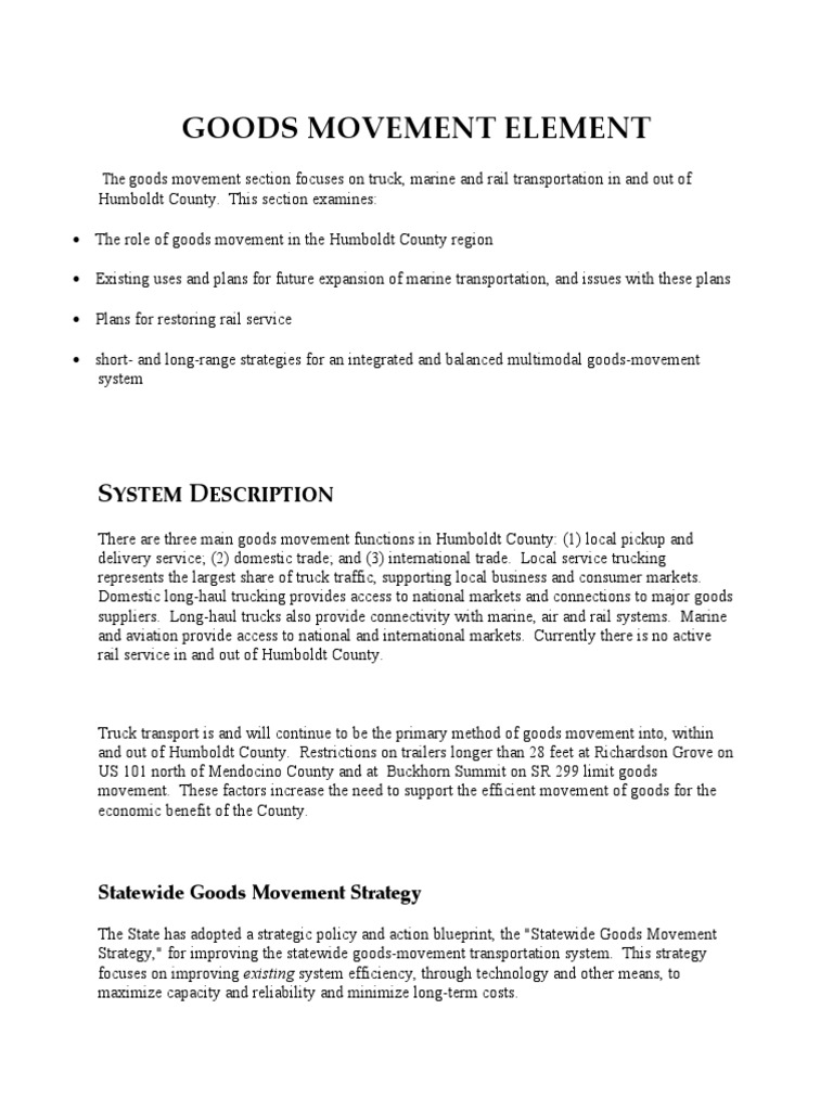 Goods Movement Element | PDF | Port | Transport