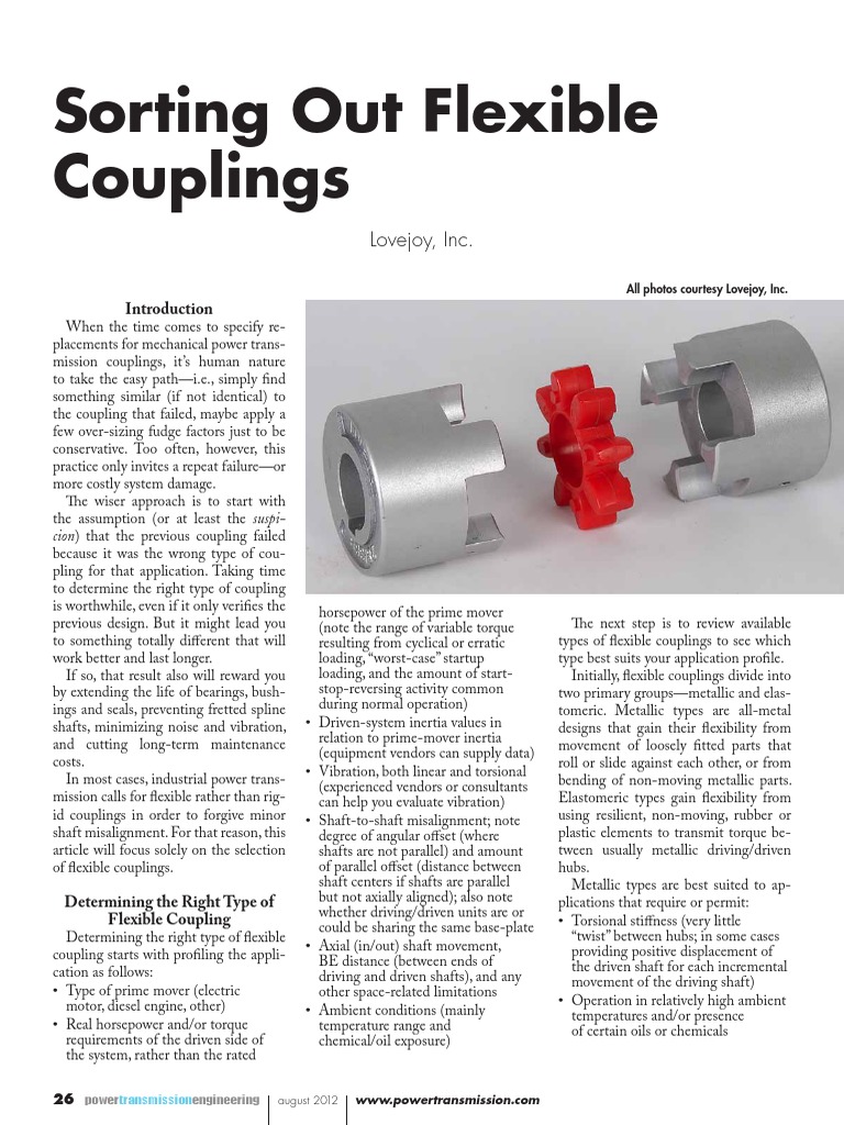 Sorting Out Flexible Couplings: Lovejoy, Inc | PDF | Machines ...