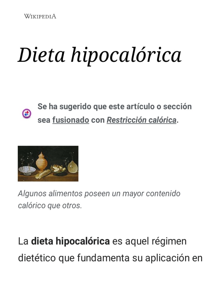 Dieta Hipocalórica - Wikipedia, La Enciclopedia Libre PDF | PDF | Dieta ...