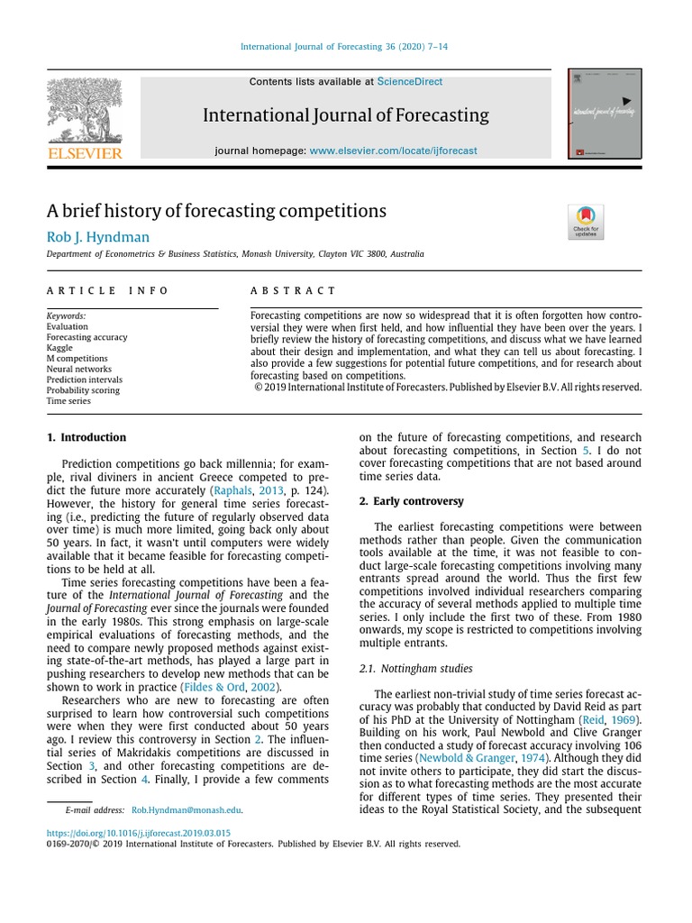 A Brief History of Forecasting Competit - 2020 - International Journal ...