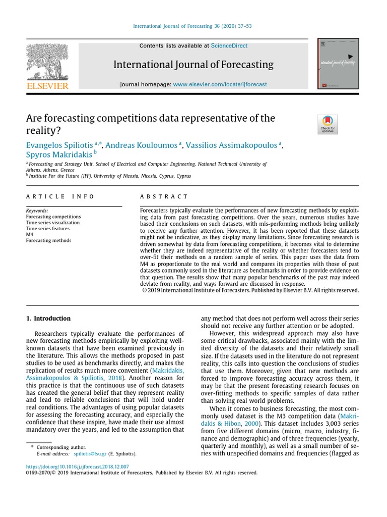 Are Forecasting Competitions Data Representat - 2020 - International ...
