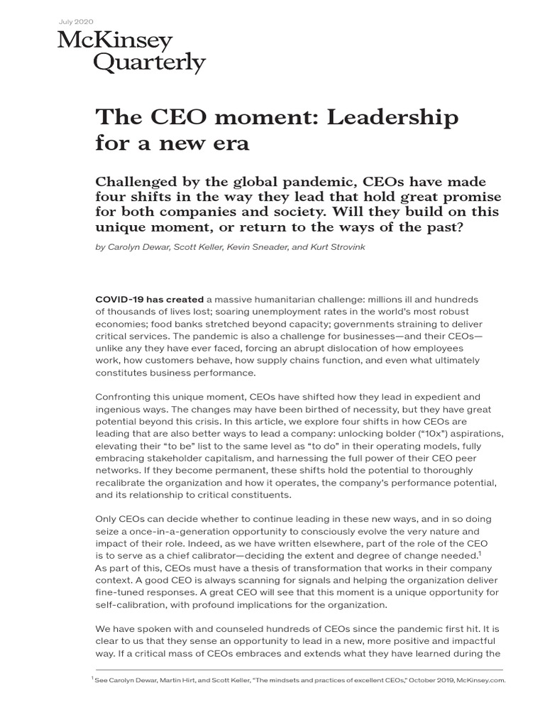 The CEO Moment Leadership For A New Era v3 | PDF | Mc Kinsey & Company ...