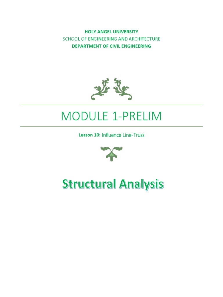 Module 1 - Les #10 Influence Line-Truss | PDF | Truss | Structural Analysis