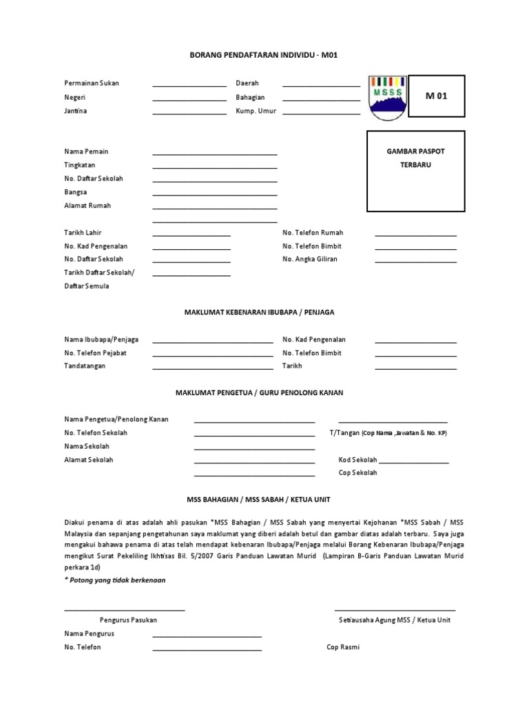Borang M01 Terkini | PDF