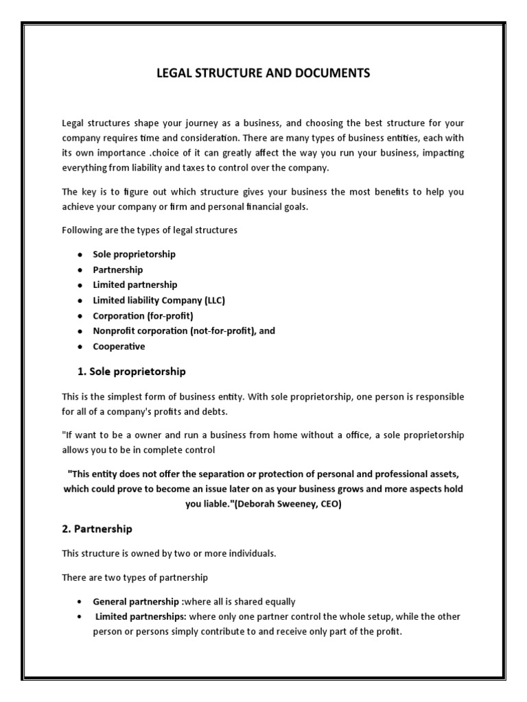 Legal Structures Shape Your Journey As A Business | PDF | Limited ...
