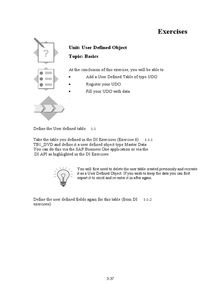 08 - TB1300 - 03 - UDO - Exercises | PDF