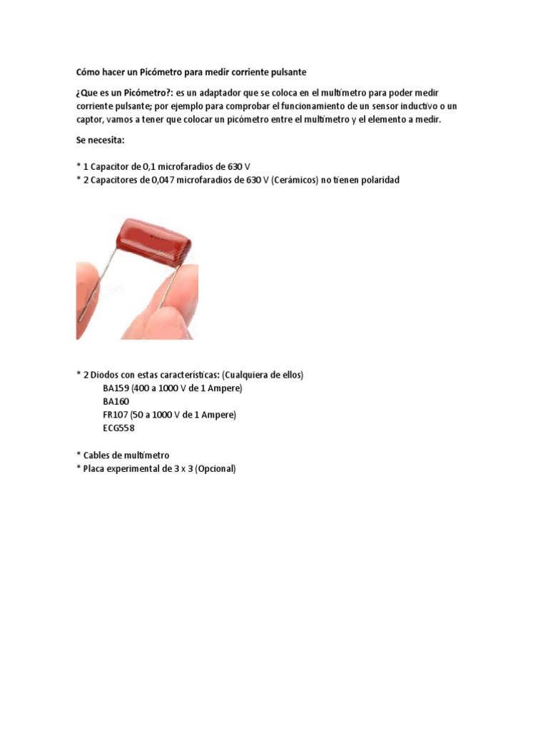 Cómo Hacer Un Picómetro para Medir Corriente Pulsante | PDF ...
