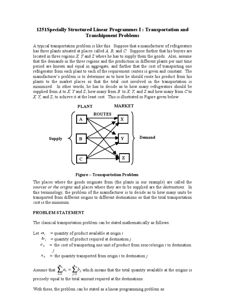 Transportation Model | Mathematical Optimization | Physics & Mathematics