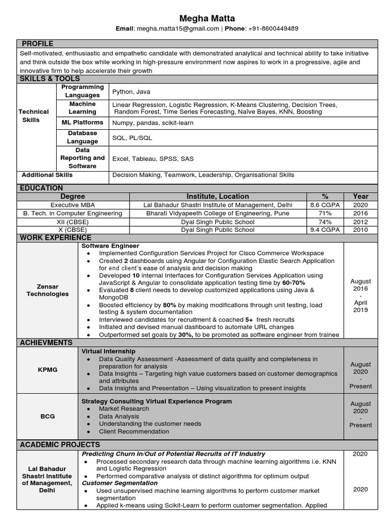 Megha Matta CV | PDF | Market Segmentation | Machine Learning