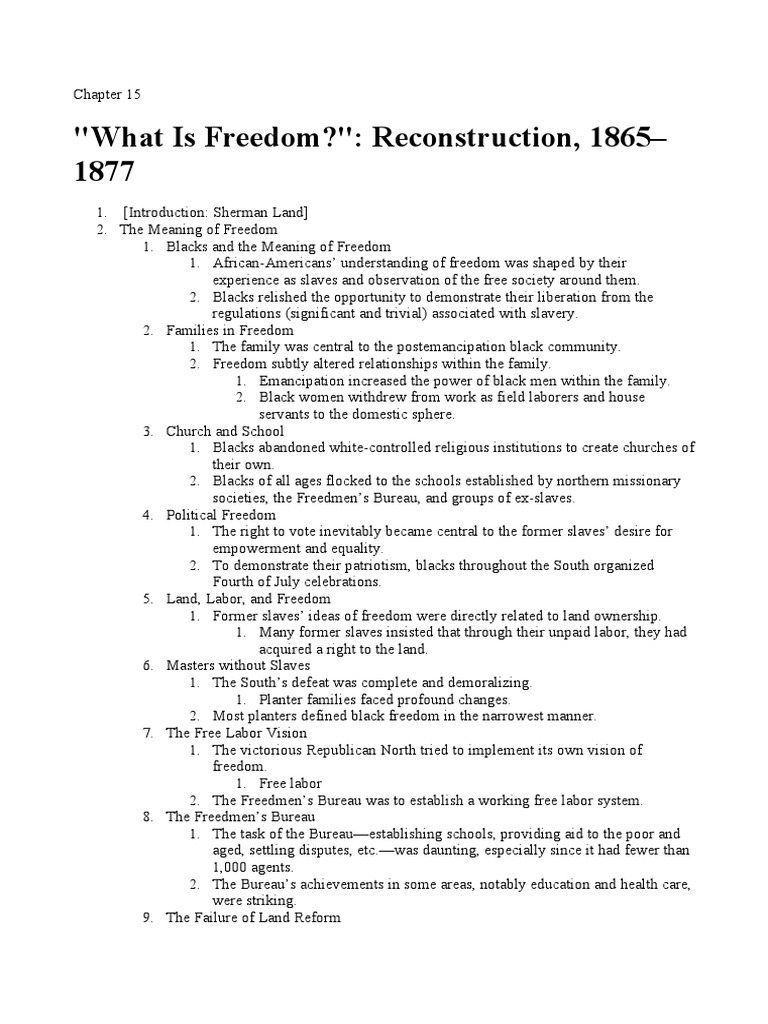 "What Is Freedom?": Reconstruction, 1865 - 1877 | PDF | Reconstruction ...