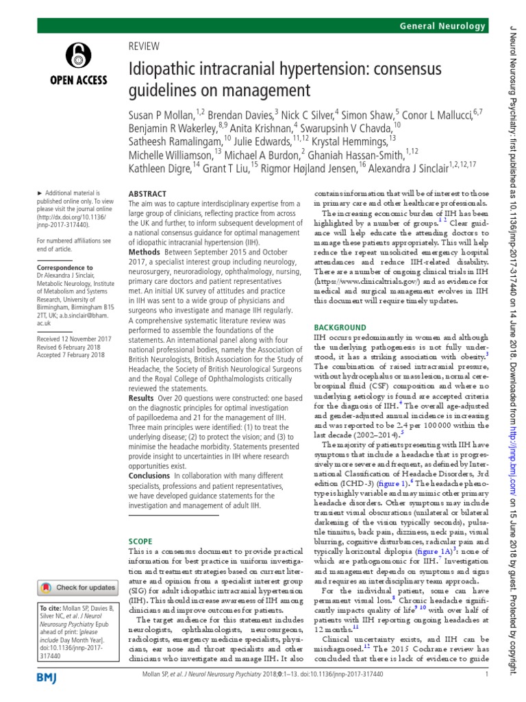 Idiopathic Intracranial Hypertension Guidelines 2018 | Download Free ...