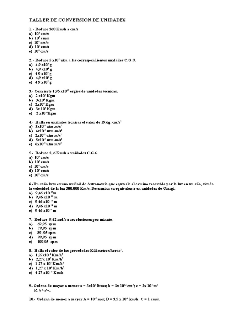 TAREA - Conversion de Unidades | PDF | Física | Unidades de medida